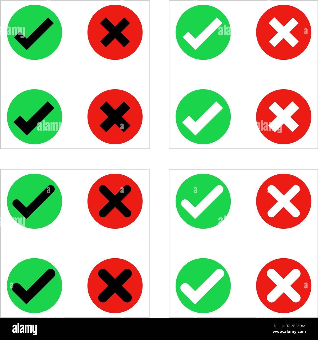 right wrong, correct incorrect, accept reject, tick, cross, close, positive negative icon ...