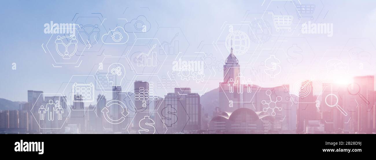 Modern City skyline Business finance success website header Stock Photo ...