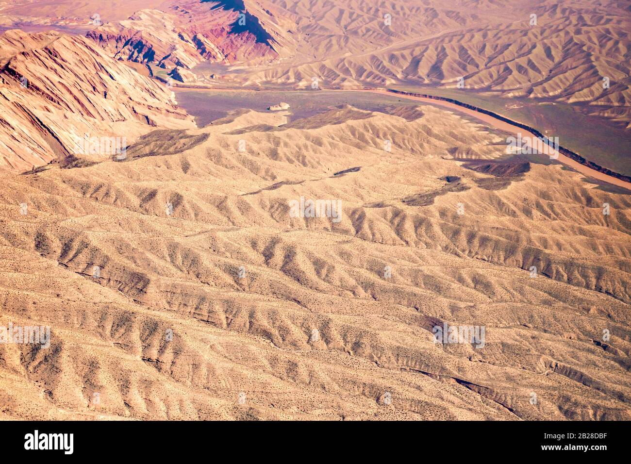 Aerial photography of landform over Arizona with Colorado River in view ...