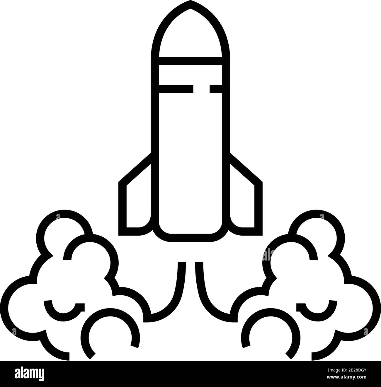 Shuttle launch line icon, concept sign, outline vector illustration ...