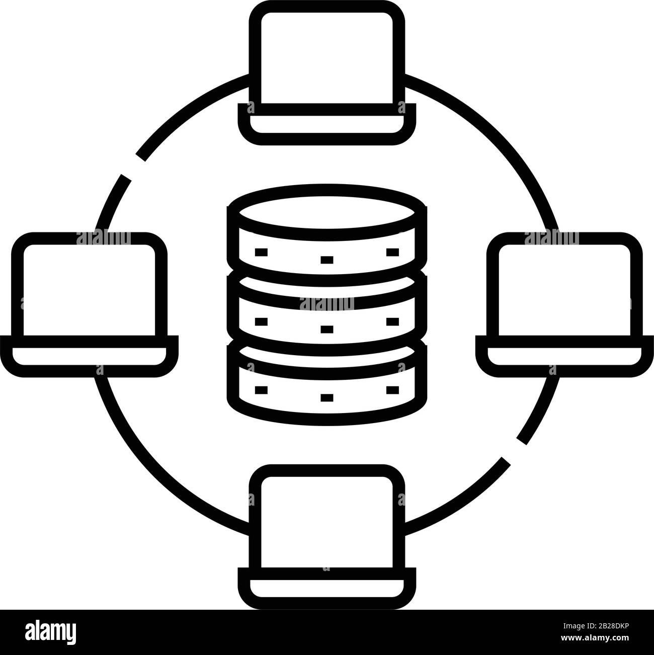 Server storage line icon, concept sign, outline vector illustration ...