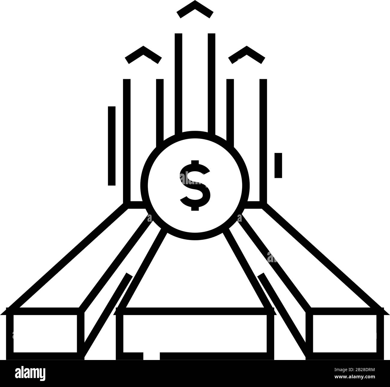 Rising data line icon, concept sign, outline vector illustration ...