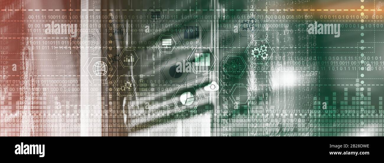 Binary code. ICT - information and telecommunication technology and IOT ...