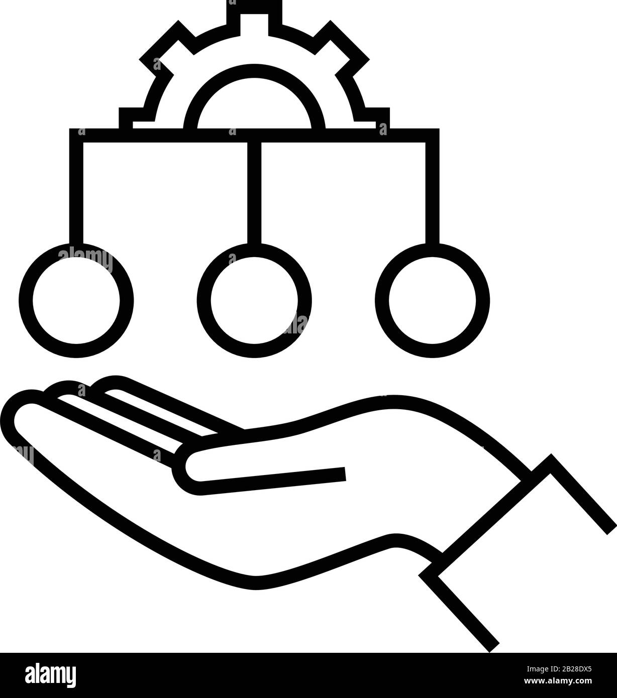 Setup support line icon, concept sign, outline vector illustration ...