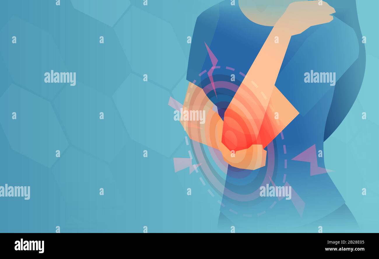 Vector of a woman with an elbow joint pain Stock Vector Image & Art - Alamy