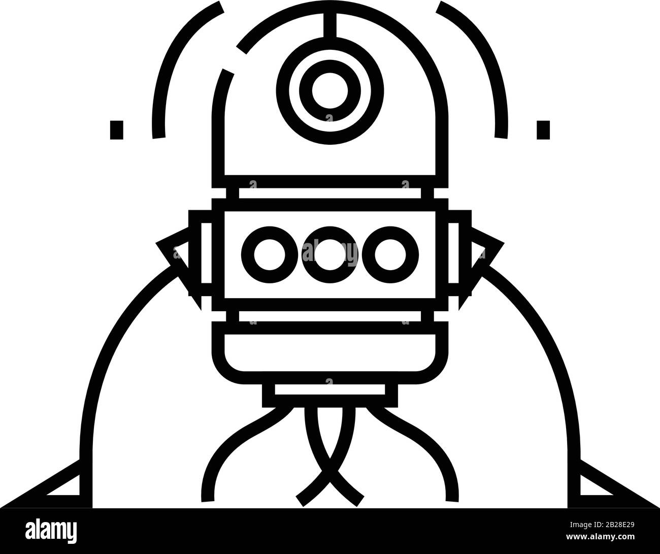 Robot creature line icon, concept sign, outline vector illustration ...