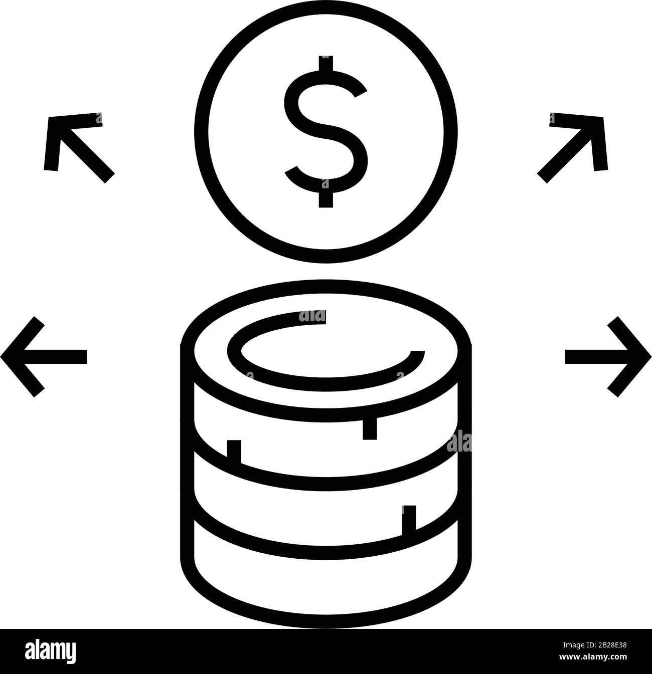 Sharing money line icon, concept sign, outline vector illustration ...