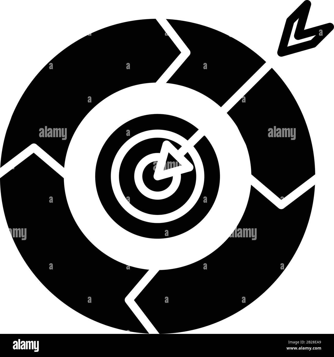 Hit the aim black icon, concept illustration, vector flat symbol, glyph ...