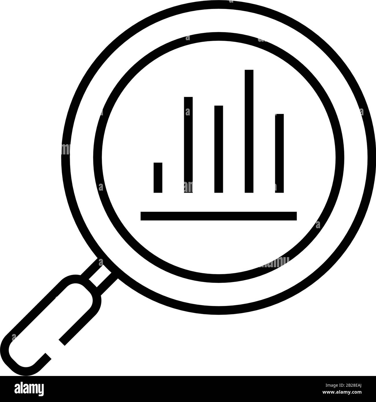 Searching charts line icon, concept sign, outline vector illustration ...