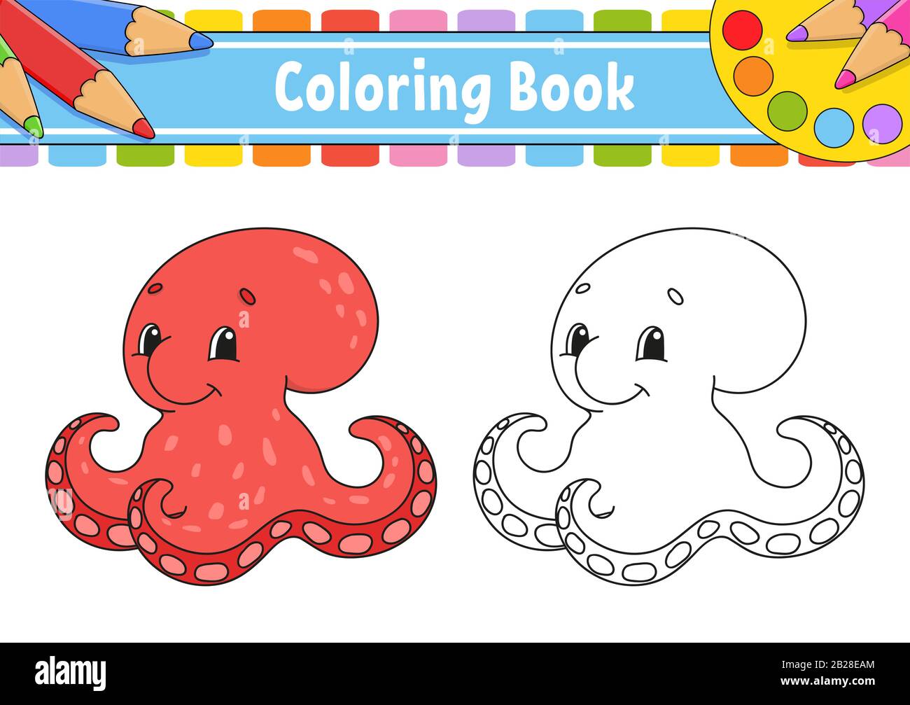 Coloring book for kids. Cheerful character. Vector color illustration ...