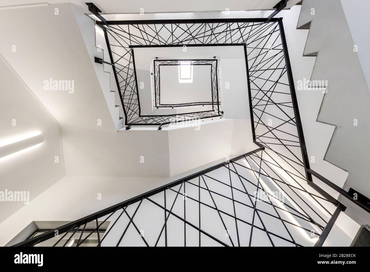 white stairs emergency and evacuation exit spiral stair in up ladder in ...