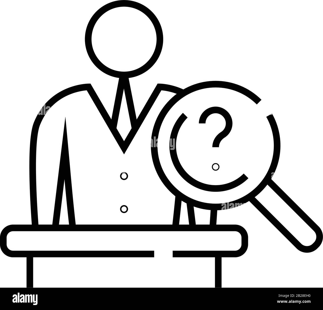 Searching answers line icon, concept sign, outline vector illustration ...