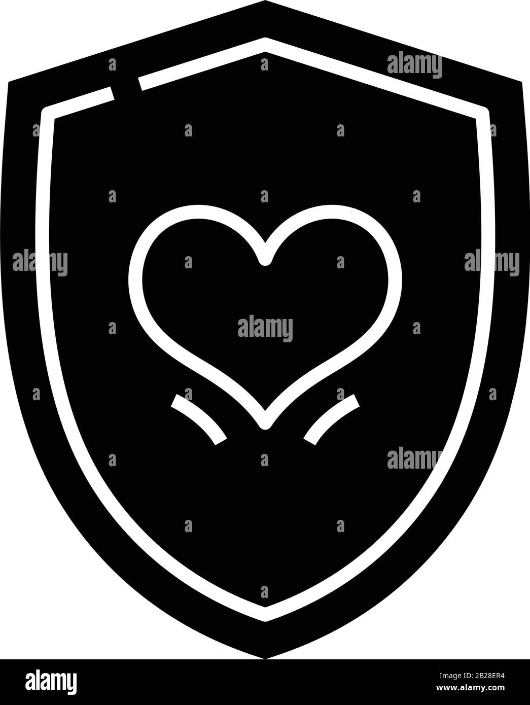 Heart protection black icon, concept illustration, vector flat symbol ...