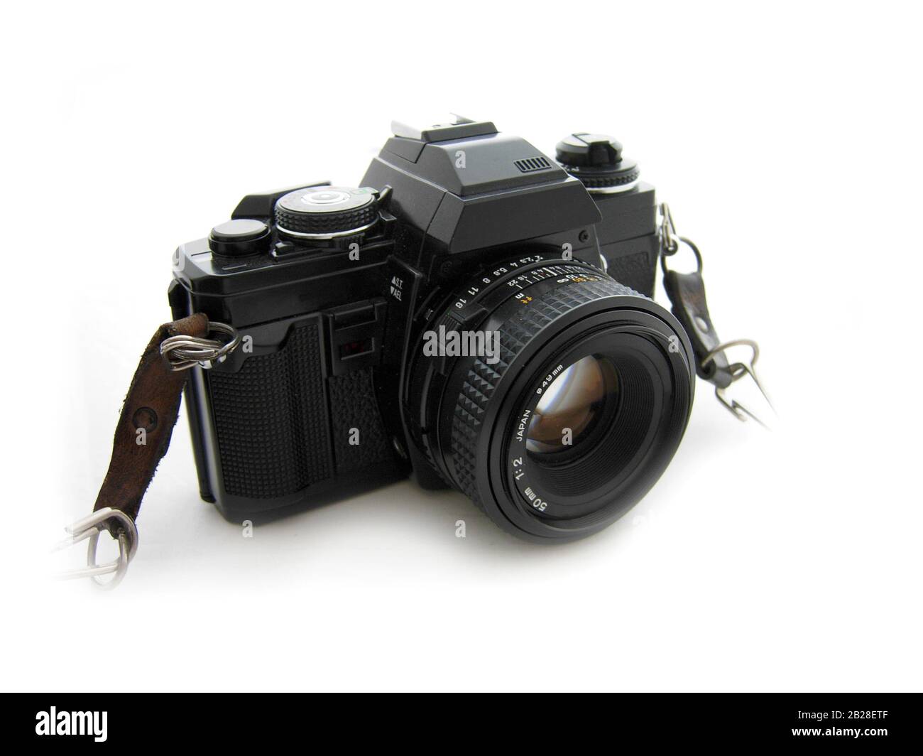 Black Film Camera with a 50mm Lens Against the White Obscure Background ...