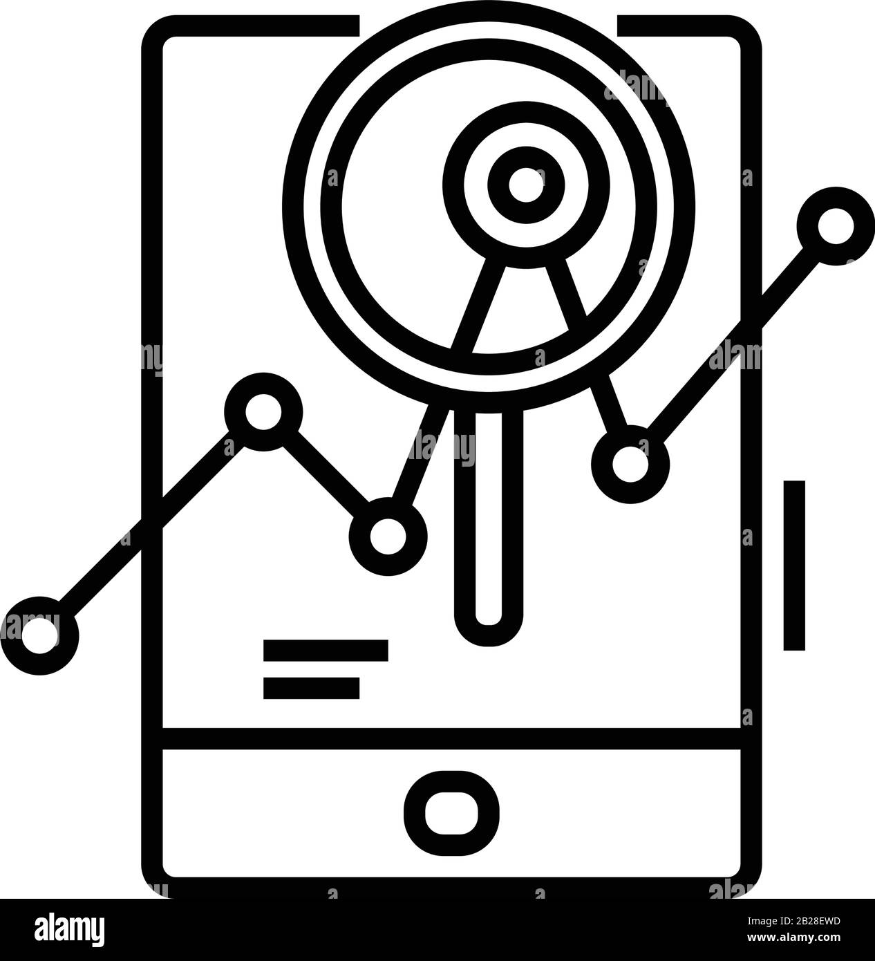 Searching data line icon, concept sign, outline vector illustration ...