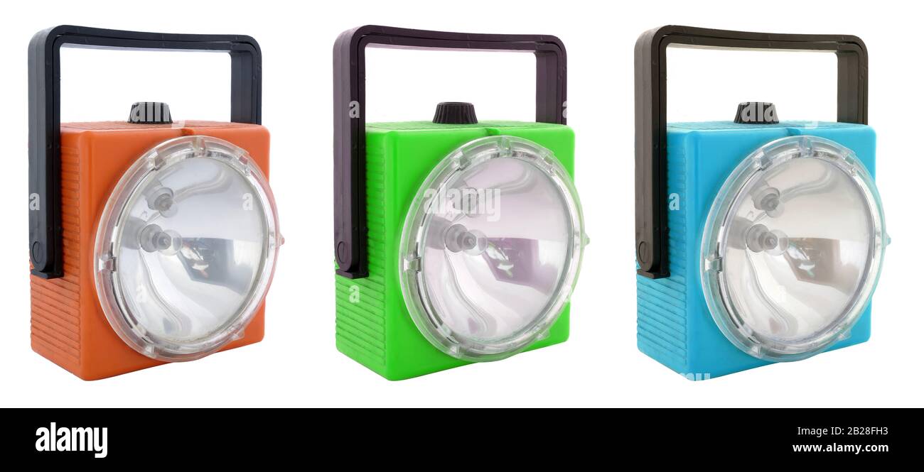 set of old flashlight in colors Stock Photo - Alamy