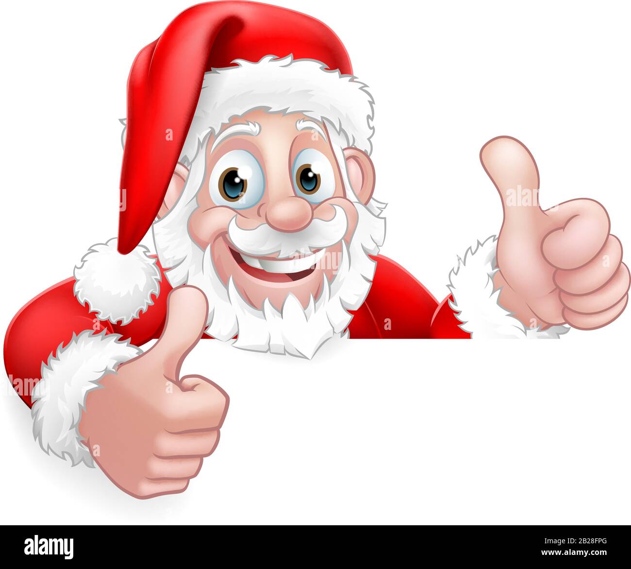 Santa Claus Christmas Peeking Thumbs Up Cartoon Stock Vector Image ...