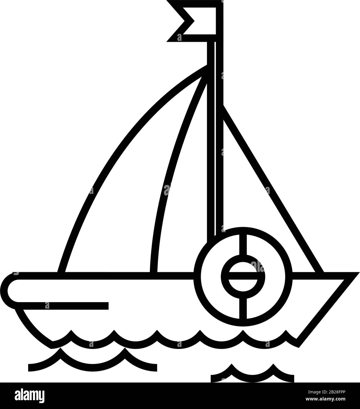 Sailing ship line icon, concept sign, outline vector illustration ...