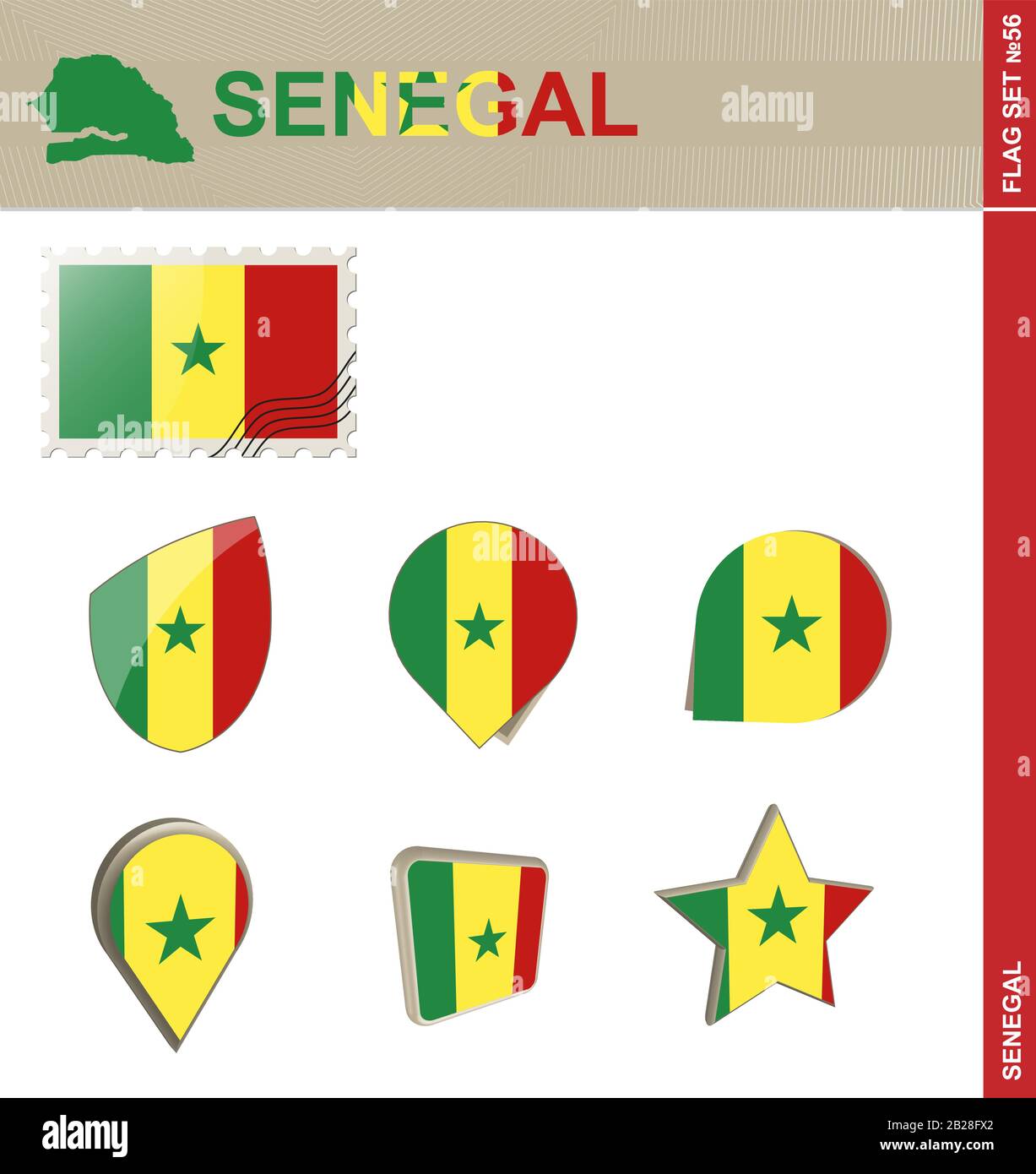 Senegal Flag Set, Flag Set #56. Vector Stock Vector Image & Art - Alamy