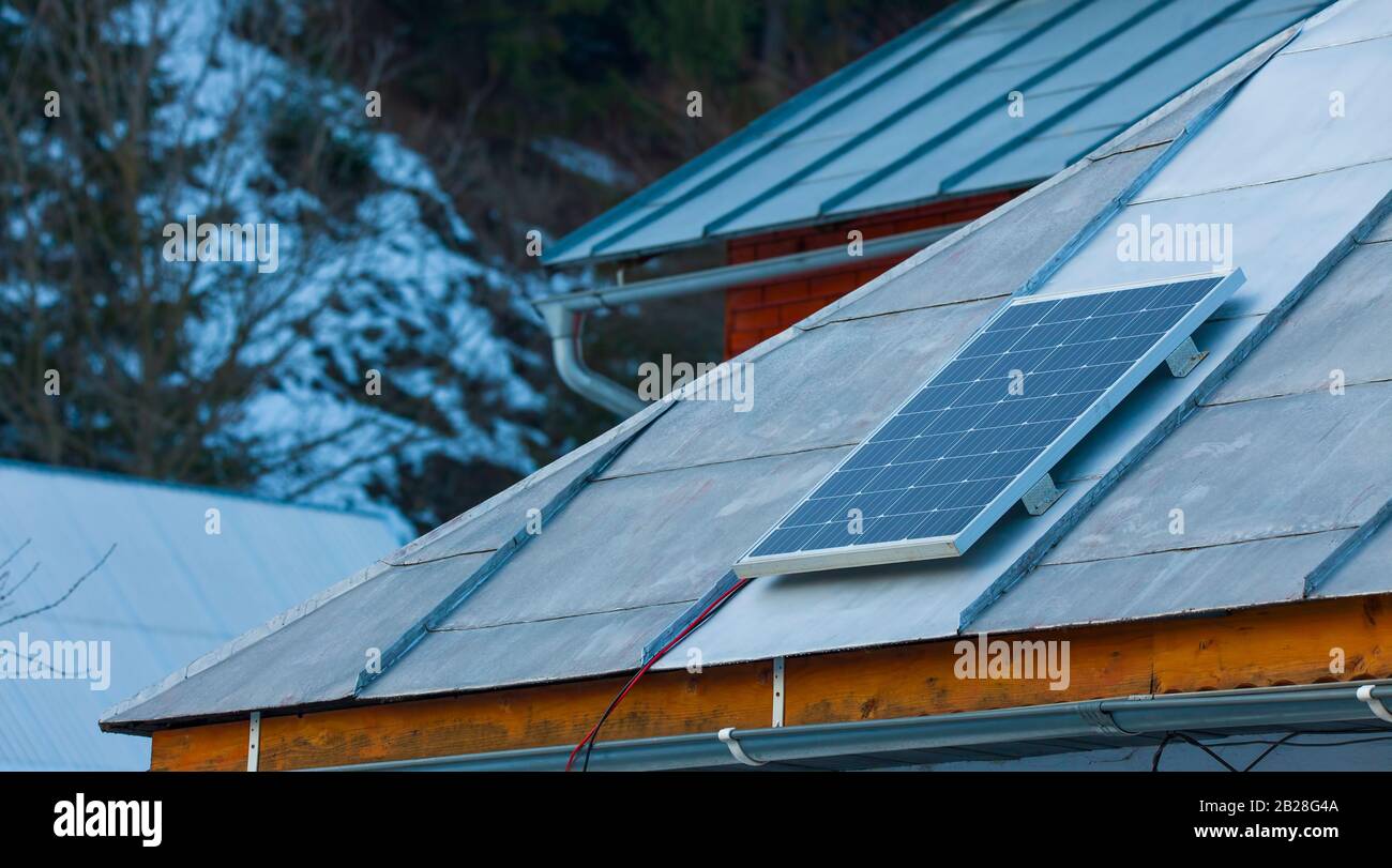 photovoltaic solar panel for electricity on old house Stock Photo - Alamy