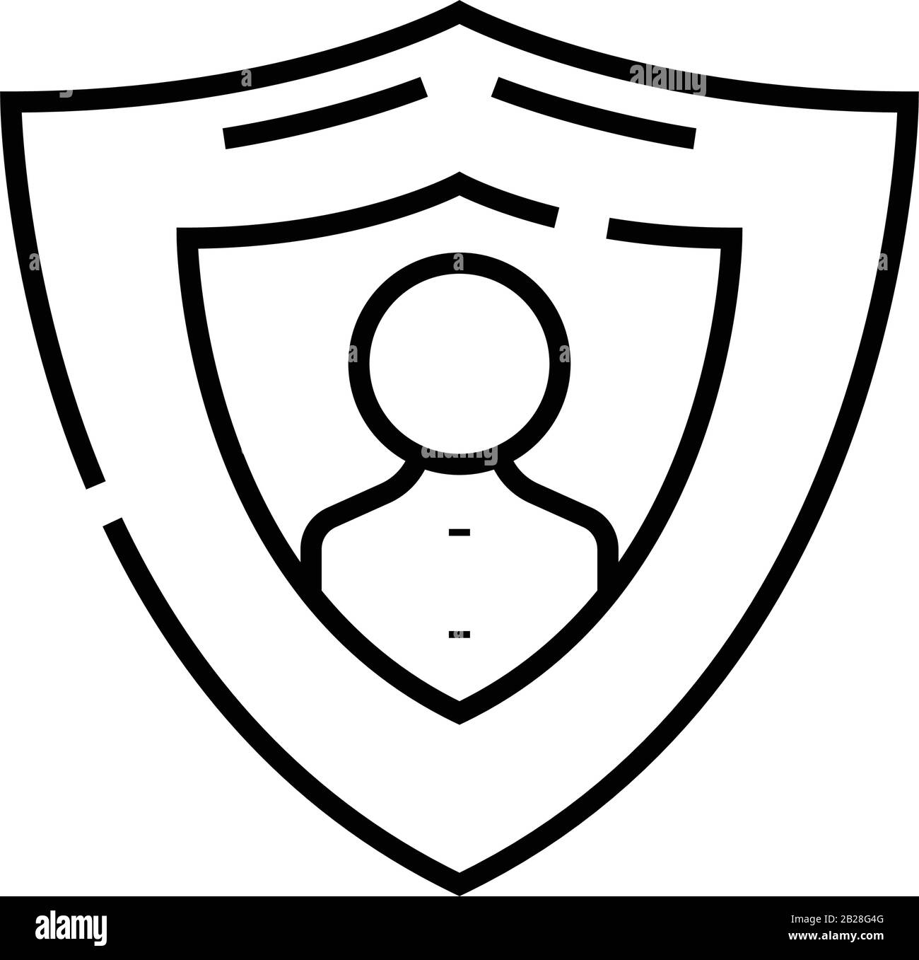 Self protection line icon, concept sign, outline vector illustration ...