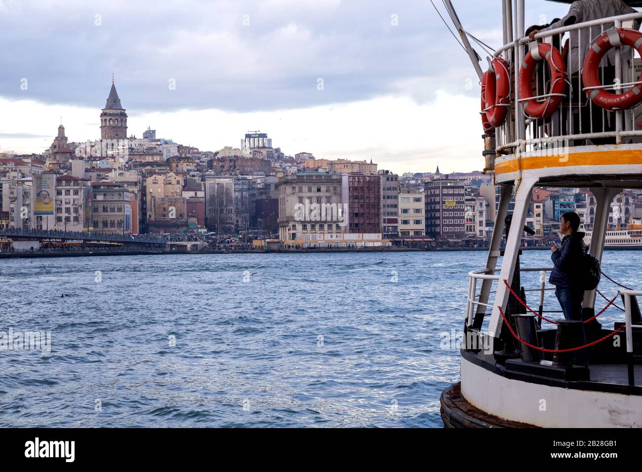 Eminonu, Istanbul / Turkey - 01/20/2017: A view from the Eminonu ferry ...