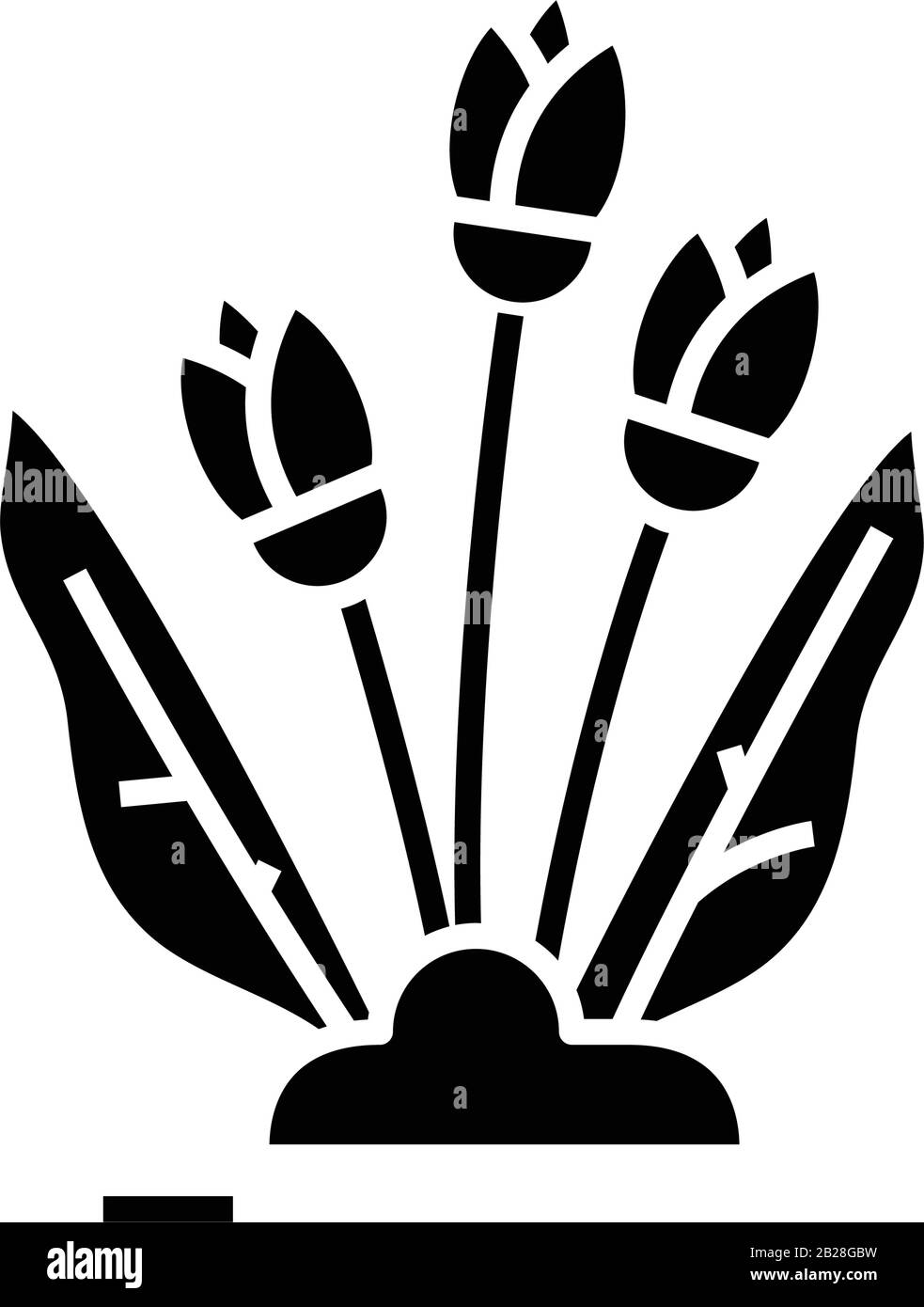 Growing flowers black icon, concept illustration, vector flat symbol ...