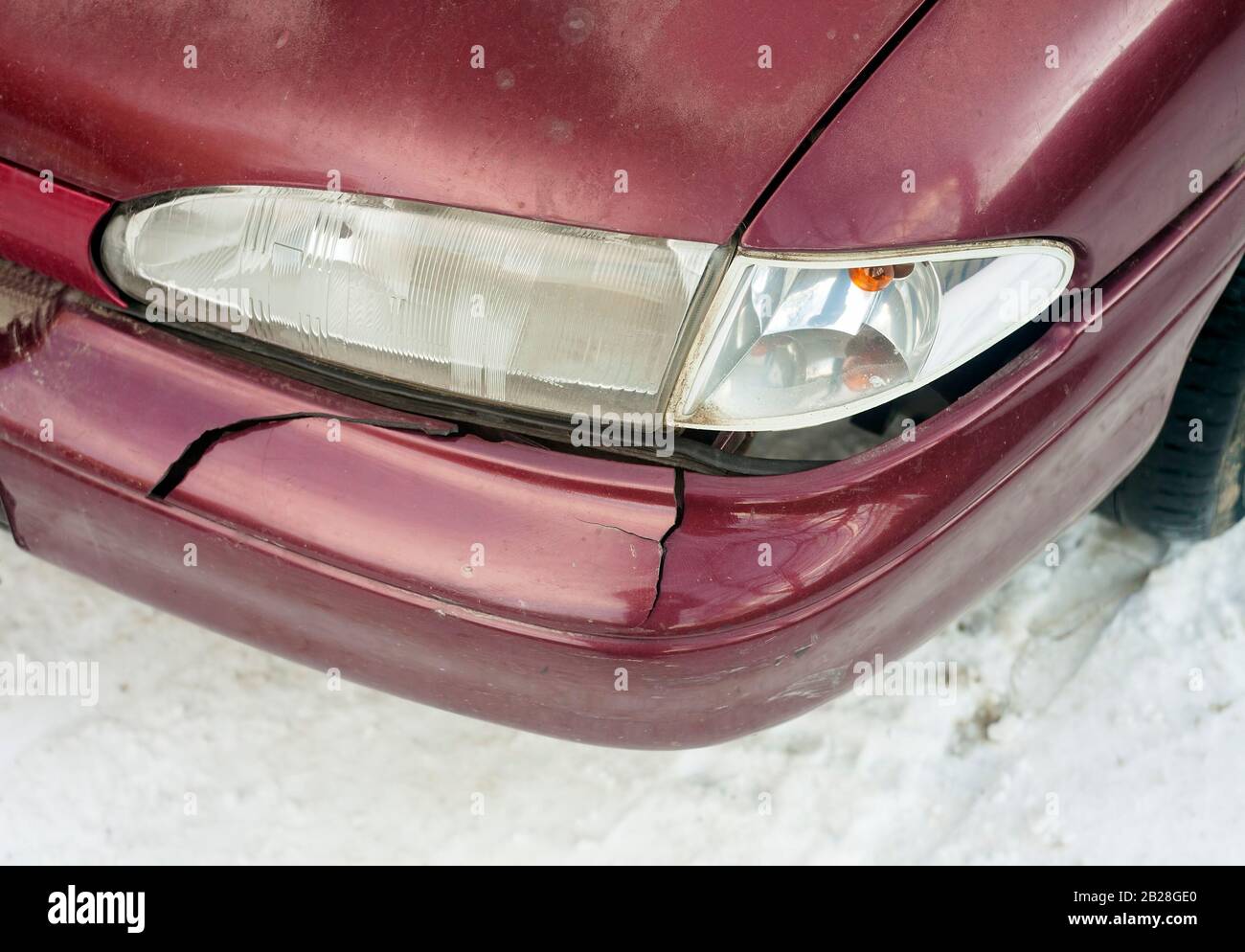 broken car bumper and headlight, auto service concept Stock Photo - Alamy