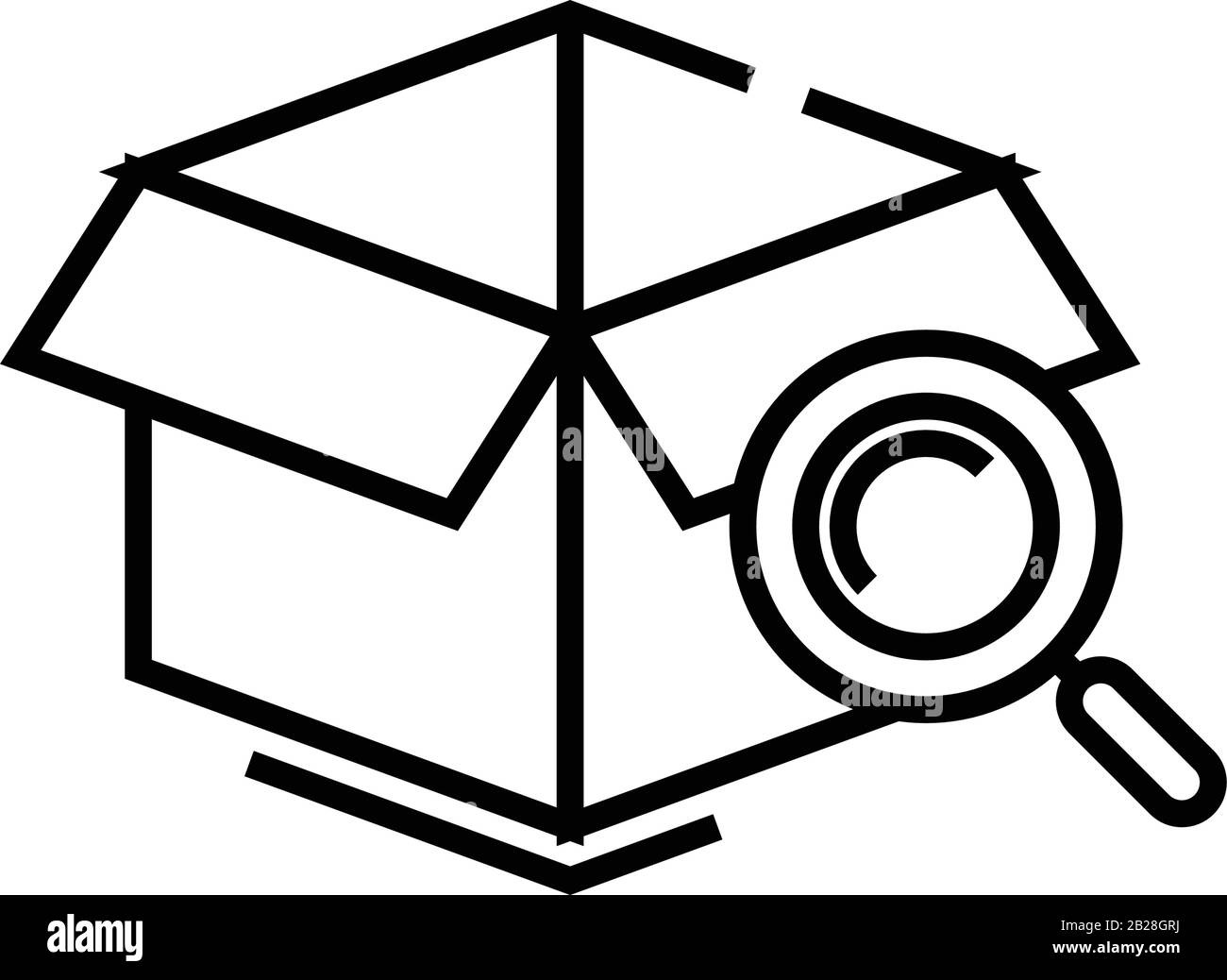 Searching box line icon, concept sign, outline vector illustration ...