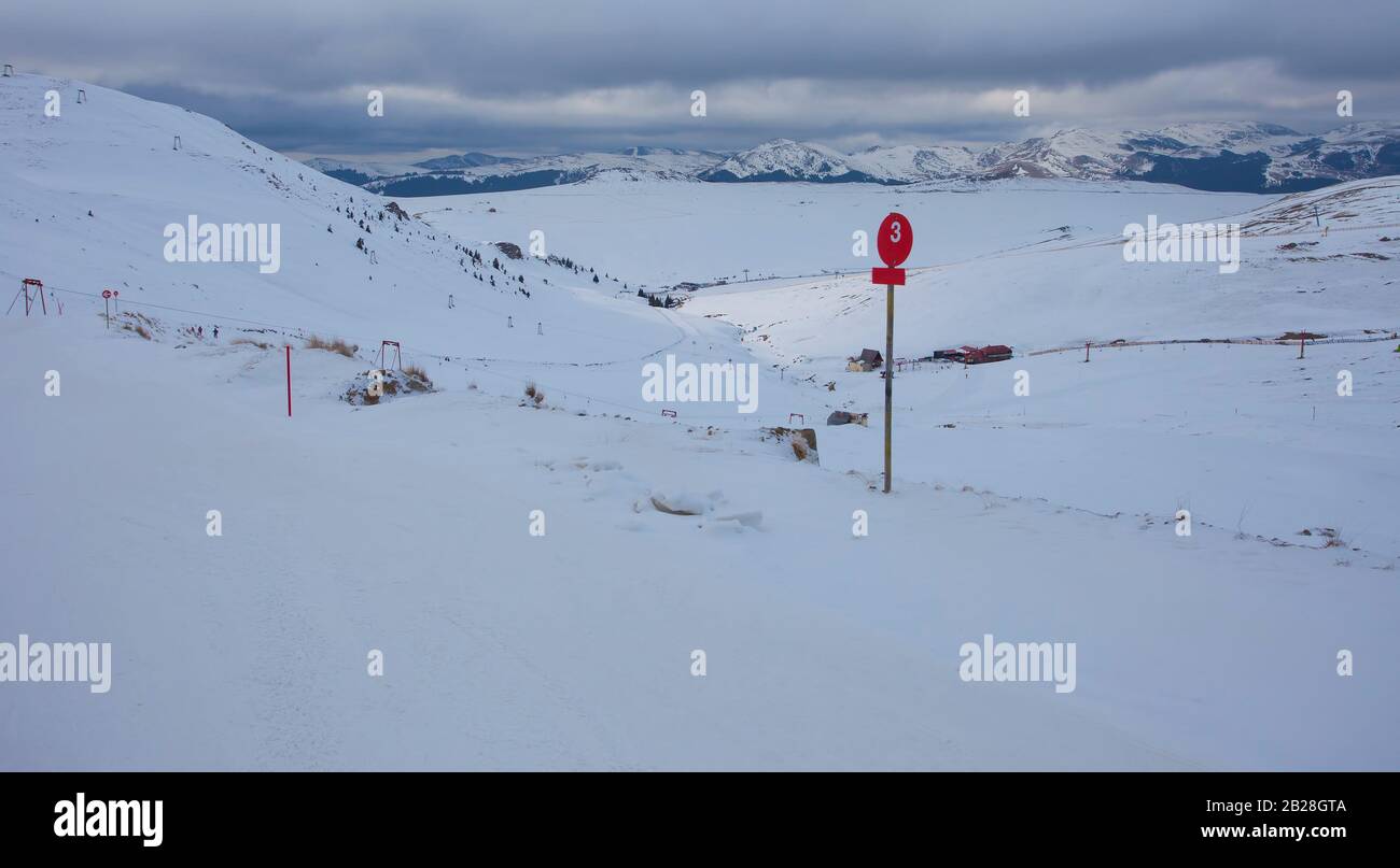 ski mountain resort in Romania, winter scene Stock Photo - Alamy