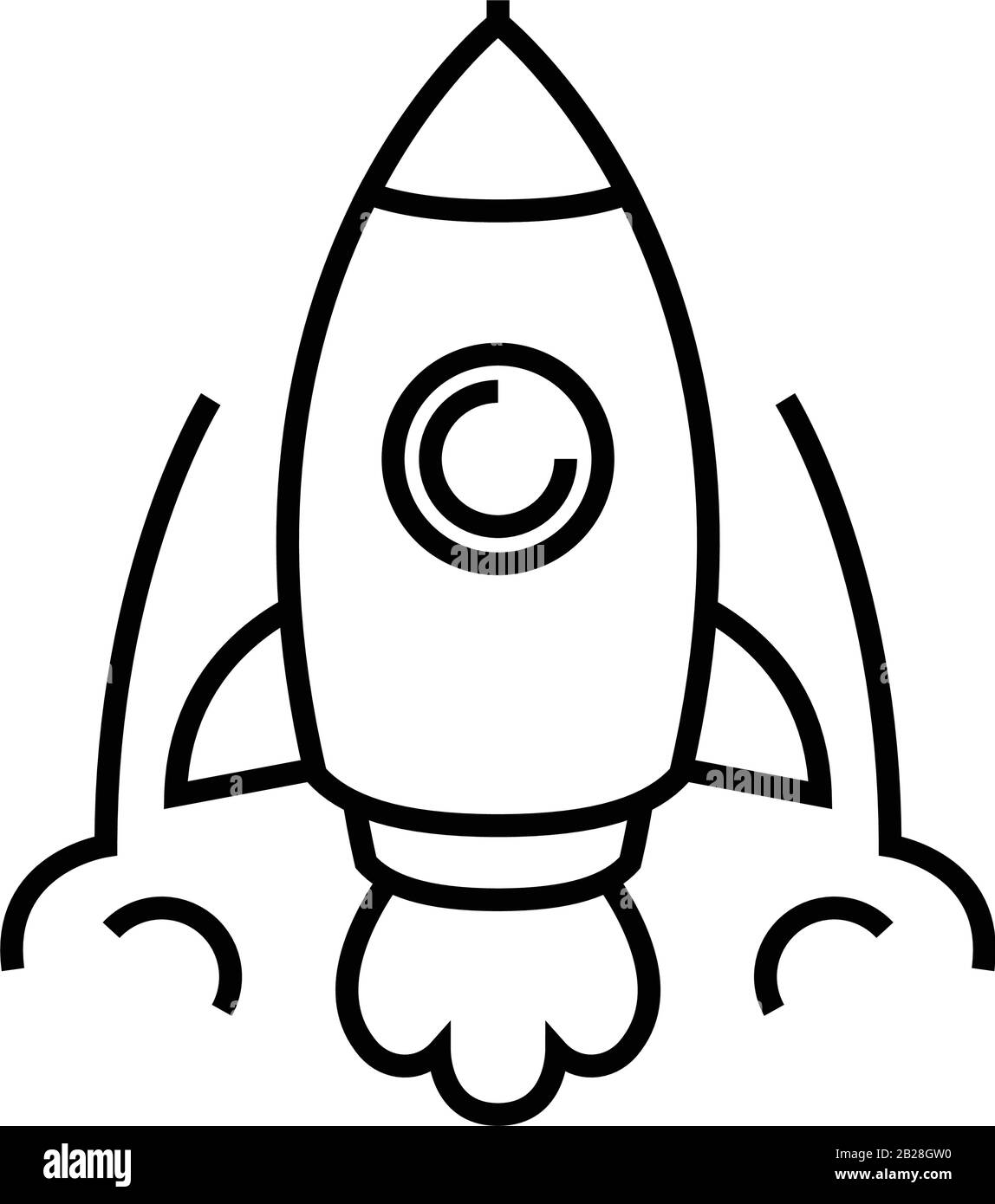 Rocket launch line icon, concept sign, outline vector illustration ... Rocket launch line icon, concept sign, outline vector illustration ...