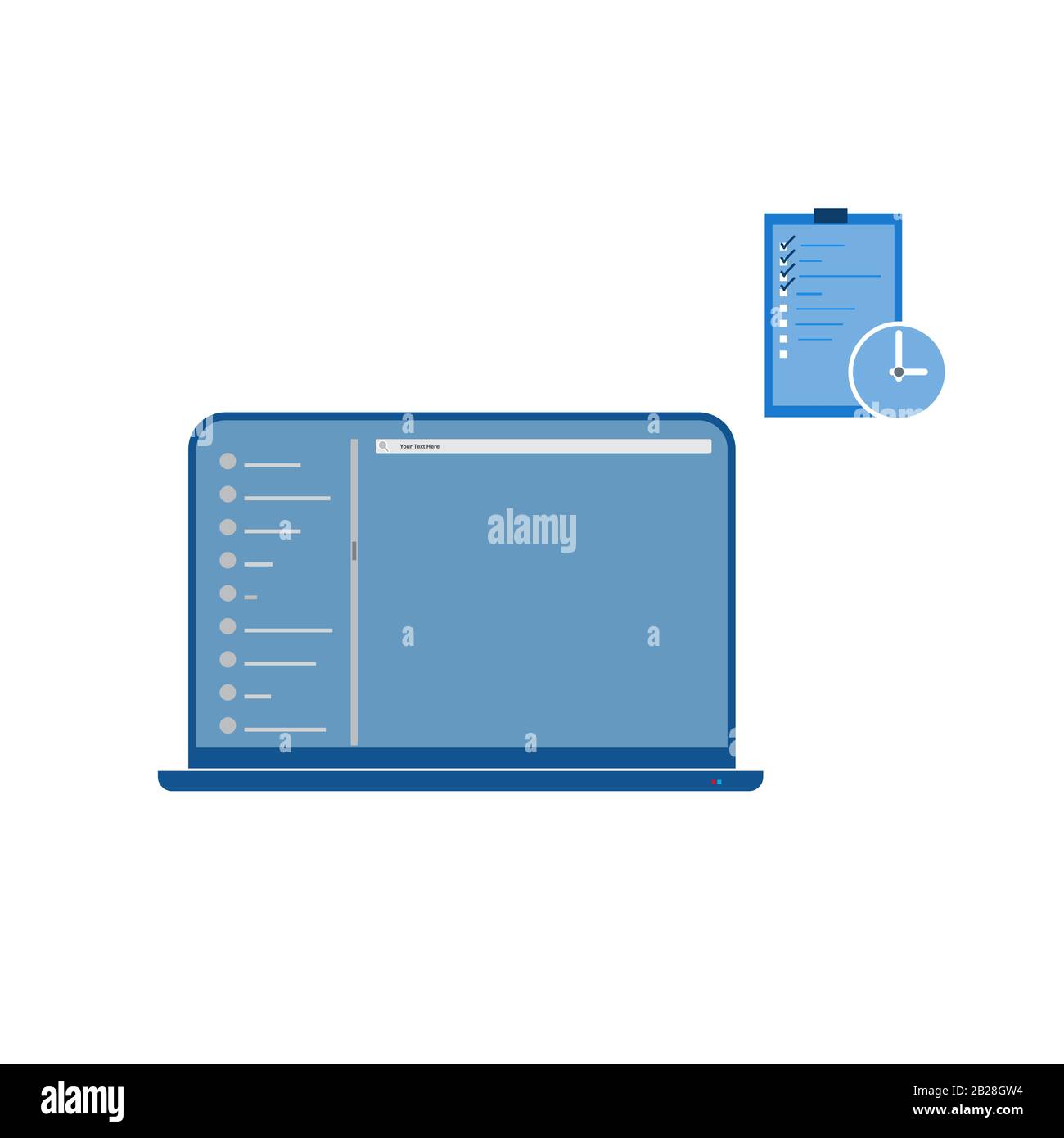 Illustration overtime to do deadline tasks. Laptop mock up. simple flat ...