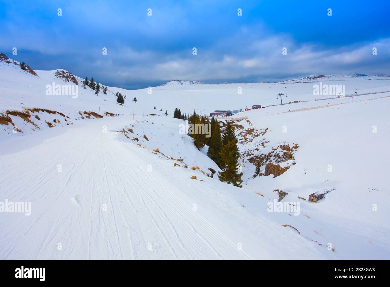 ski mountain resort in Romania, winter scene Stock Photo - Alamy