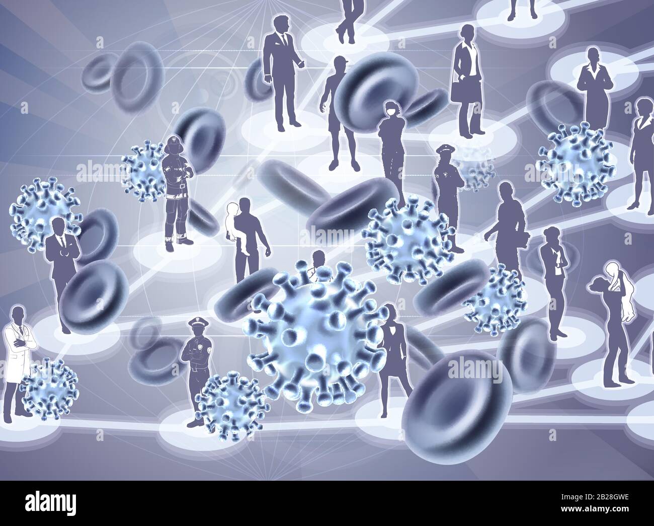 Virus Cells Viral Spread Pandemic People Concept Stock Vector Image ...