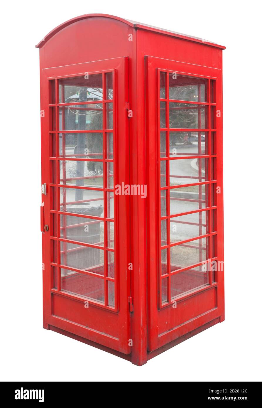 red telephone booth or cabin in nature Stock Photo - Alamy