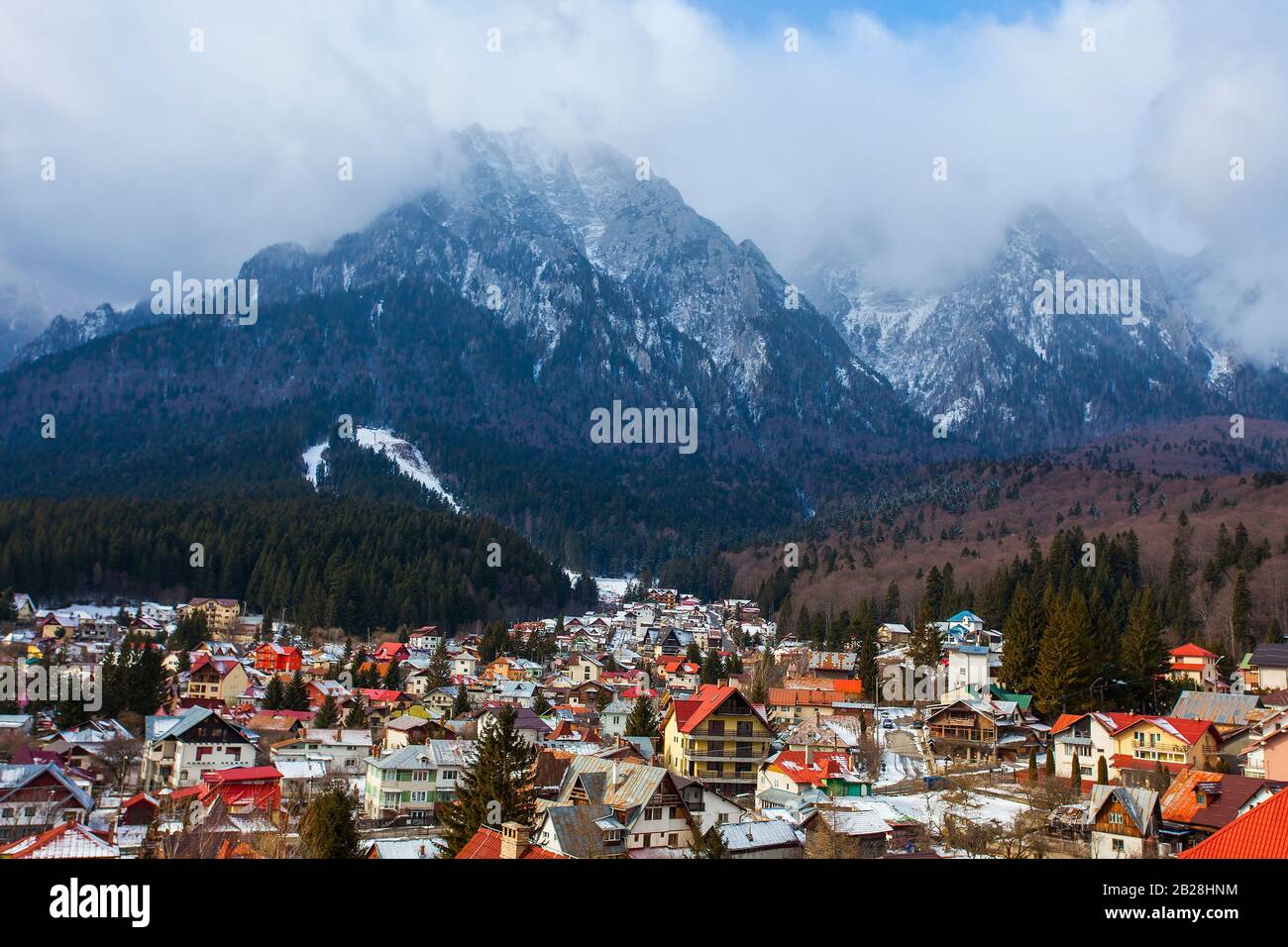 beautiful mountain resort in Carpathians, Busteni. Romania Stock Photo ...
