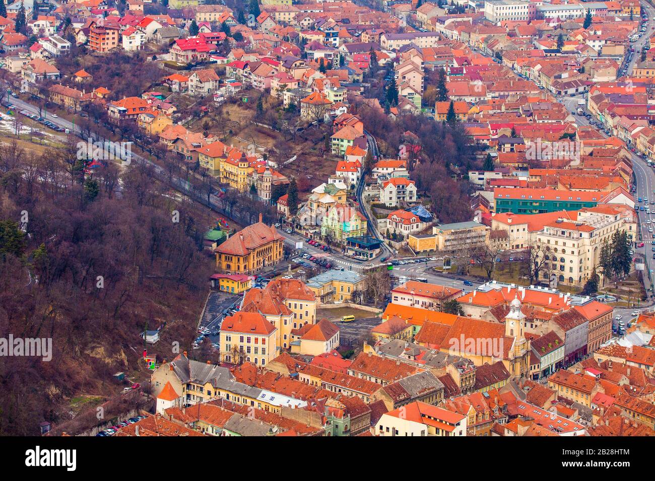 Brasov old city, aerial view. Romania Stock Photo - Alamy