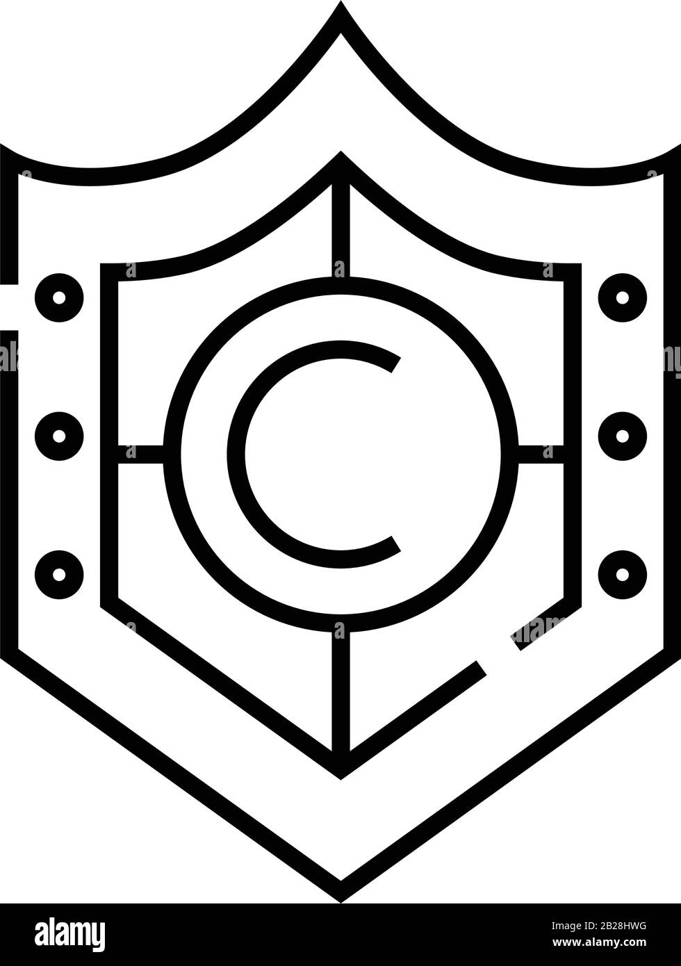 Security shield line icon, concept sign, outline vector illustration ...