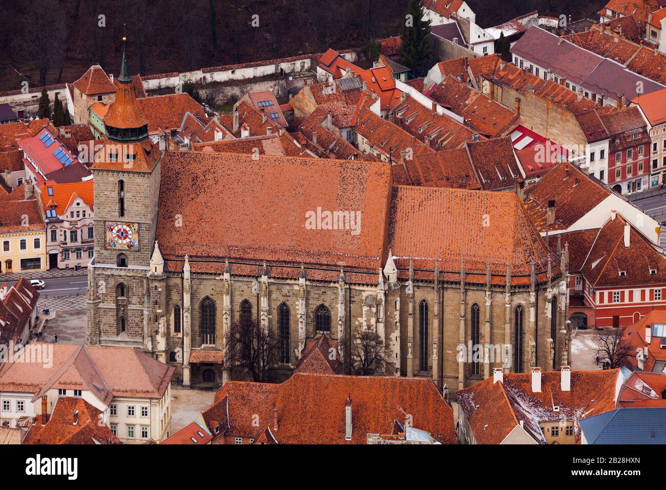 The Black Church in Brasov old city, Transylvania. Romania Stock Photo ...