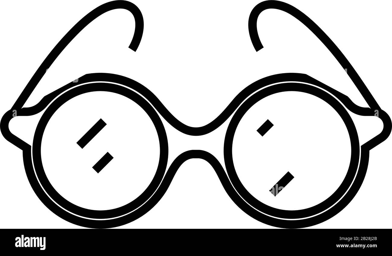 Round glasses line icon, concept sign, outline vector illustration ...