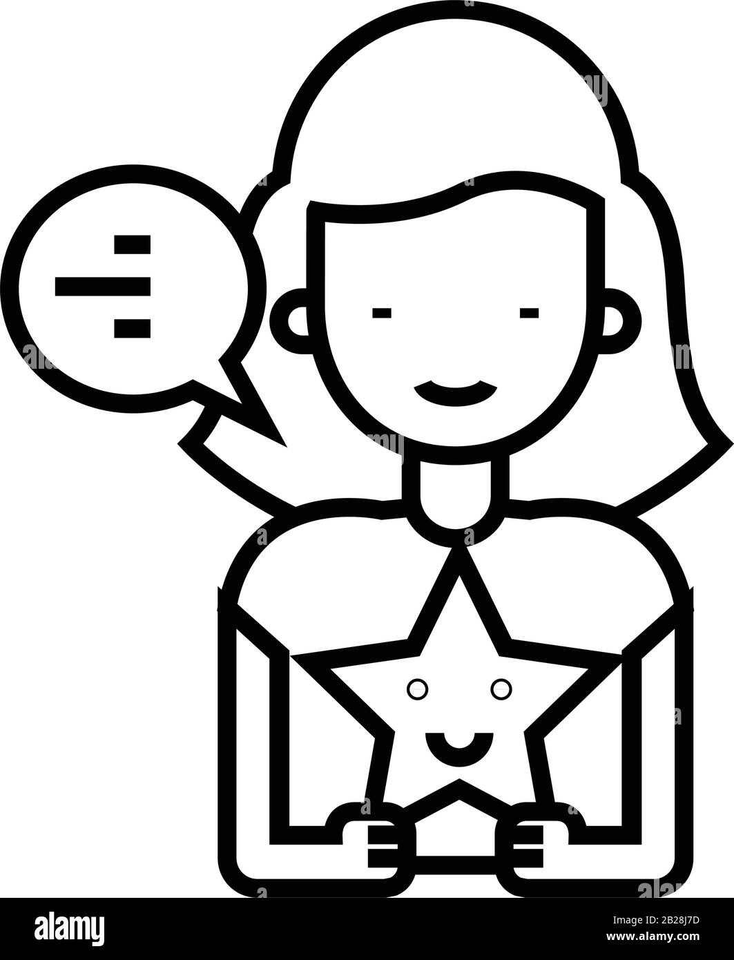 Smiling employee line icon, concept sign, outline vector illustration ...