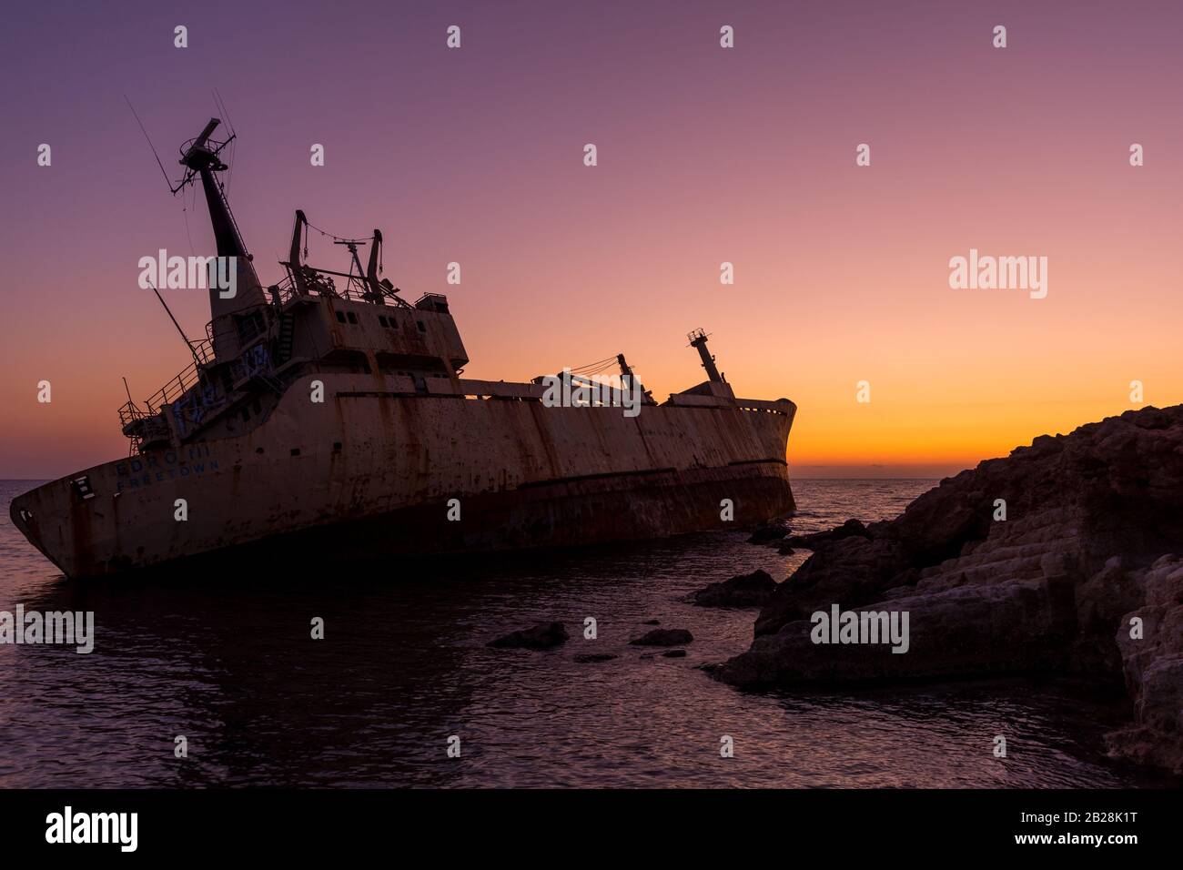 edro 3 shipwreck near paphos cyprus on beautiful sunset colors Stock ...