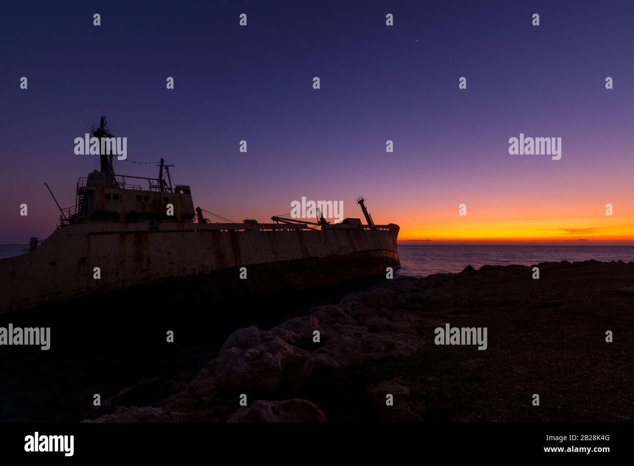 edro 3 shipwreck near paphos cyprus on beautiful sunset colors Stock ...
