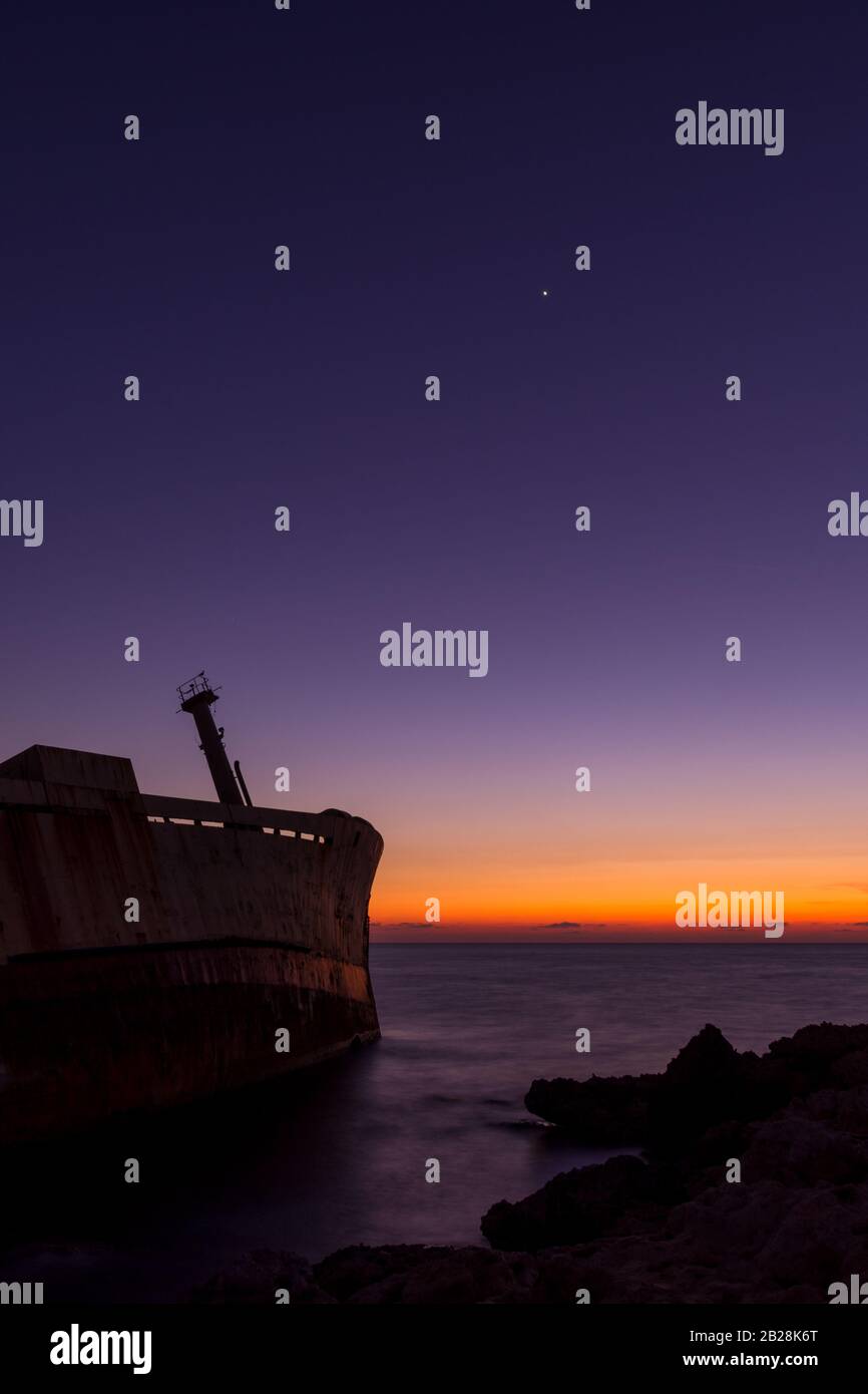 edro 3 shipwreck near paphos cyprus on beautiful sunset colors Stock ...