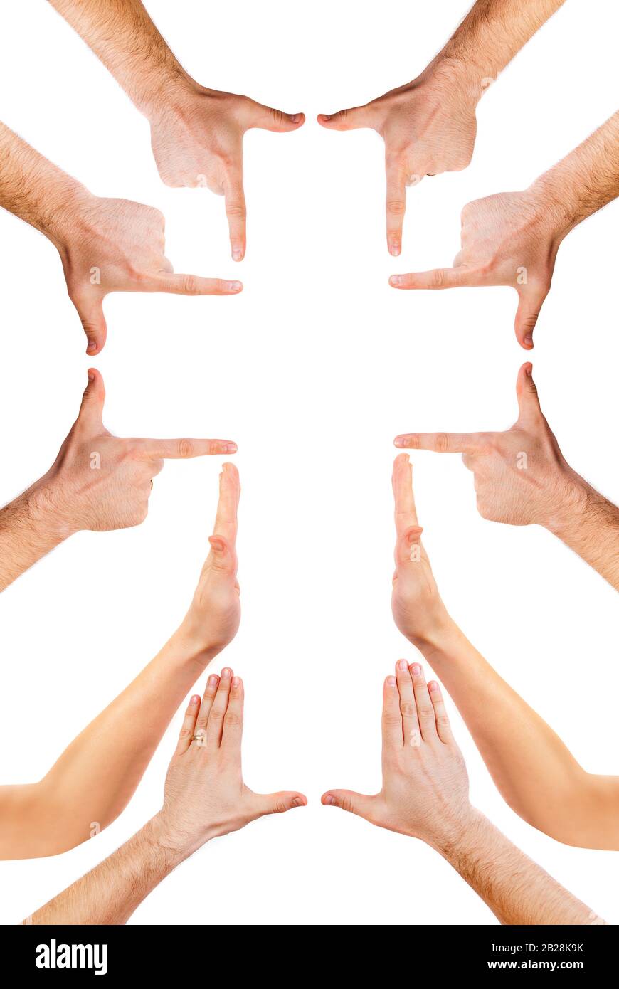 hands making cross symbol, religious sign isolated on white background ...