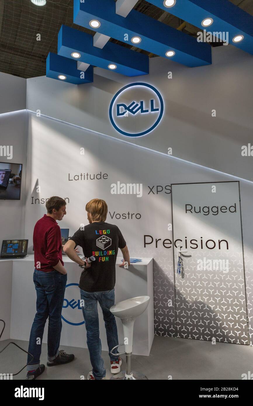 KYIV, UKRAINE - APRIL 06, 2019: People visit Dell, American ...