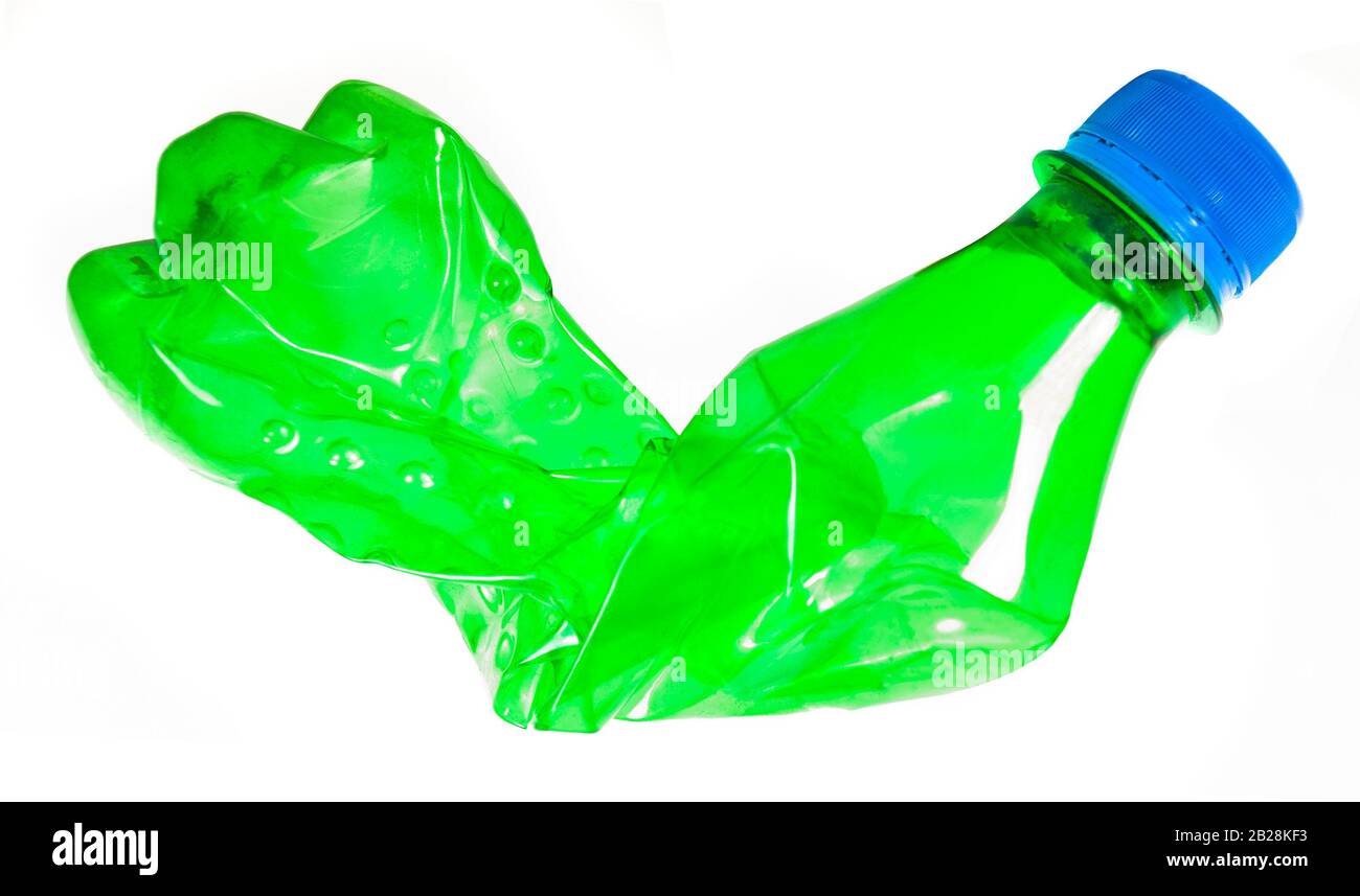 green plastic bottle isolated on white background. eco recycle concept ...