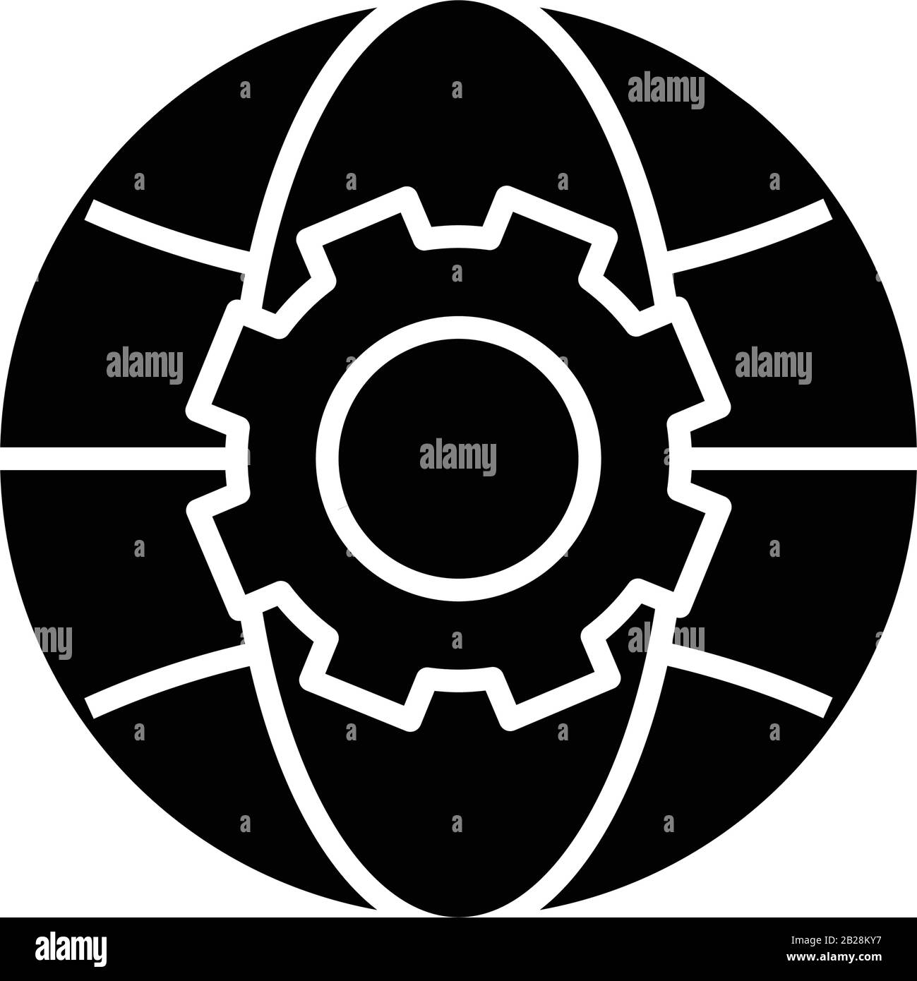 Global settings black icon, concept illustration, vector flat symbol ...