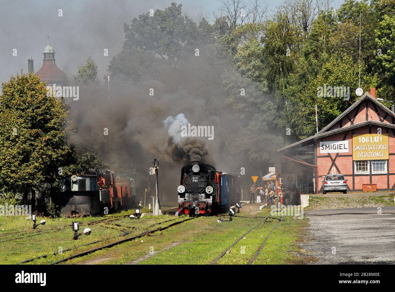 Steam loco under steam pulling out of Śmigiel Narrow Gauge Railway in ...