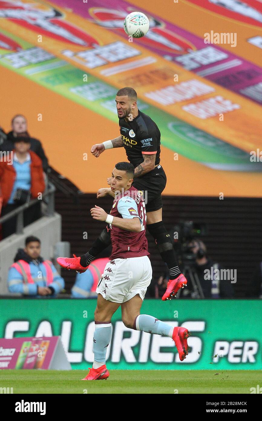 London, UK. 01st Mar, 2020. Kyle Walker of Manchester City and Bjorn ...